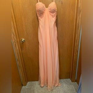 Peaches Uniforms | Dresses | Peaches Peach Colored Floor Length Prom ...
